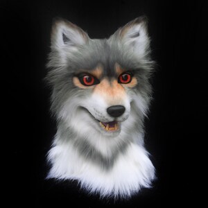 Wolf Dog Husky Fursuit Head Realistic Mask, Articulated Jaw, Realistic ...