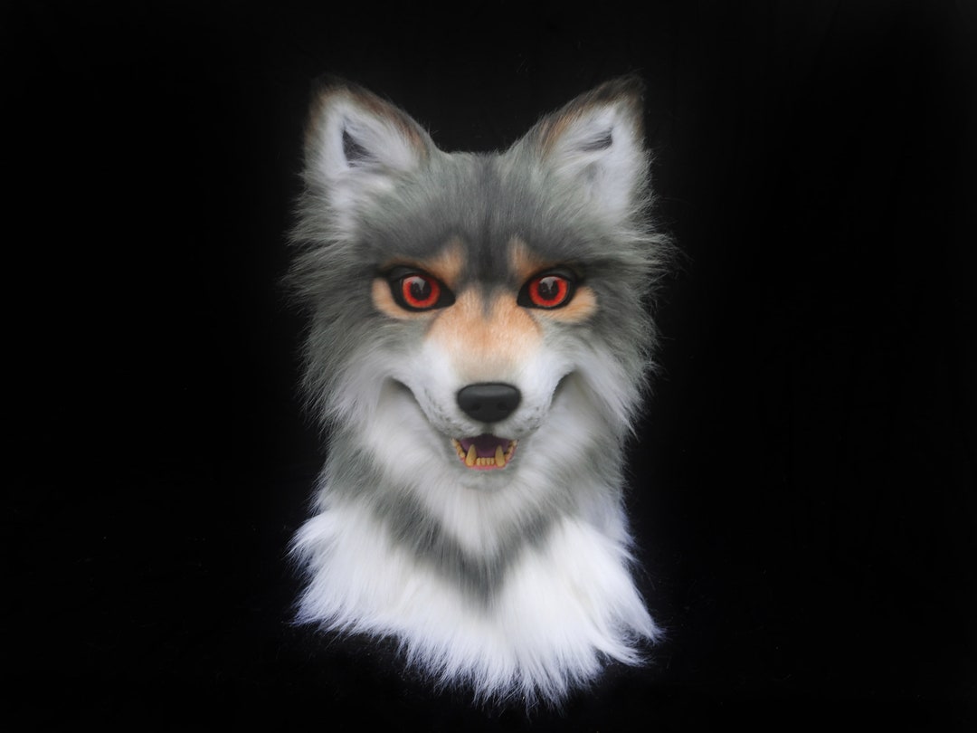 Wolf Dog Husky Fursuit Head Realistic Mask, Articulated Jaw, Realistic ...