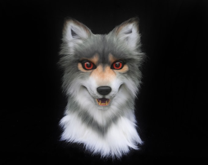 Wolf Dog Husky Fursuit Head Realistic Mask, Articulated Jaw, Realistic ...