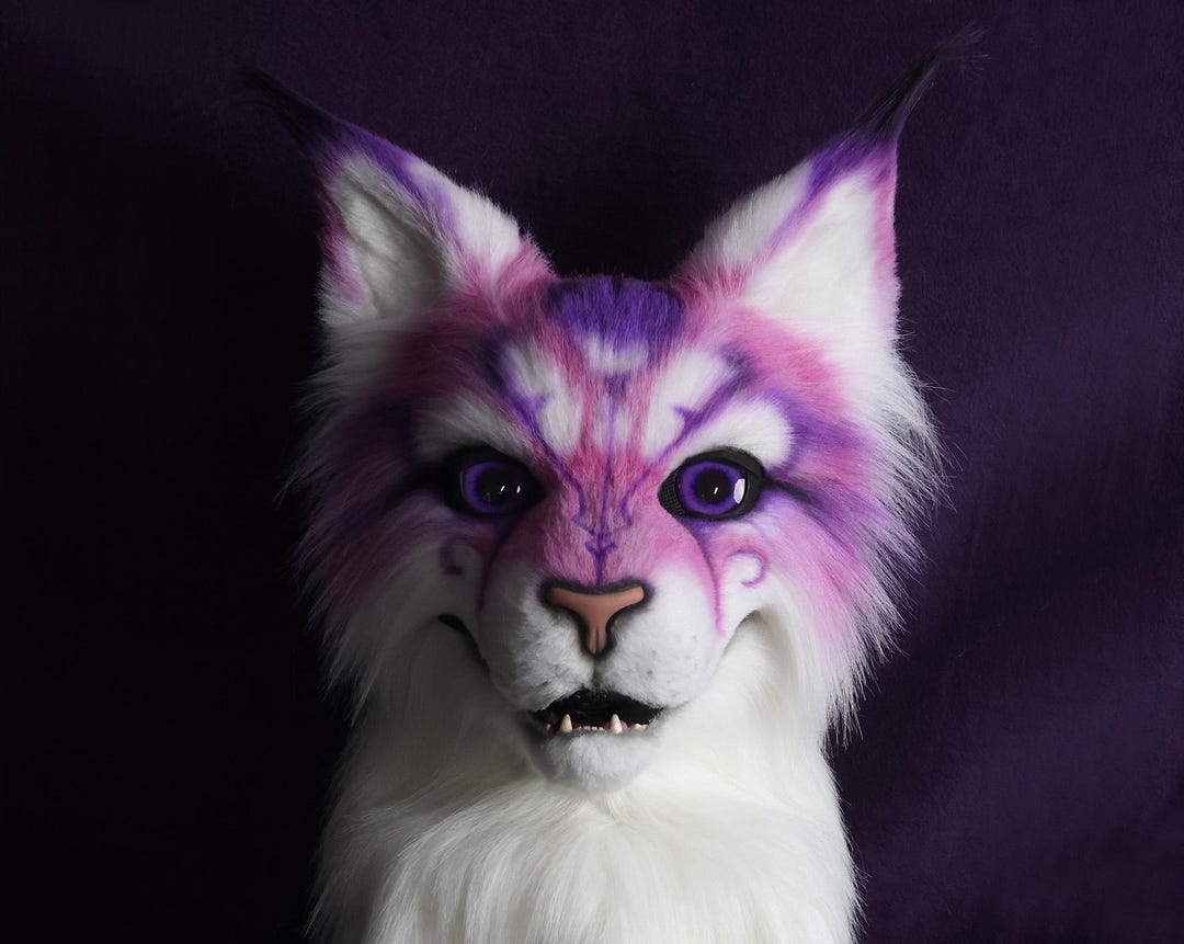 Lynx Cat Feline Fursuit Head Realistic Mask, Articulated Jaw, Realistic ...
