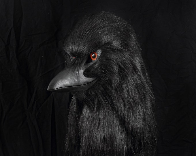 Crow Fursuit Raven Head Realistic Mask, Articulated Jaw, Realistic Eyes ...