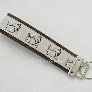 Bunny Rabbit Wristlet Key Chain Key Fob Key Holder Key Strap Key Ring ...