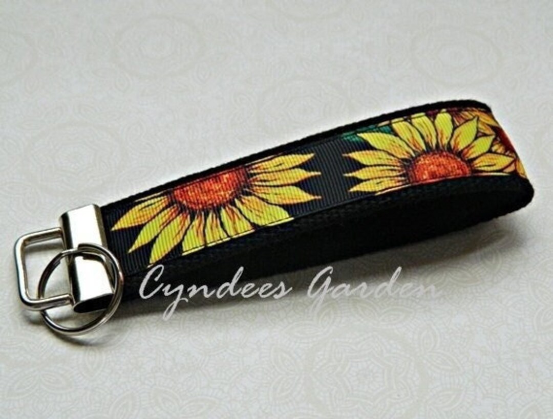 Sunflower Wristlet Key Chain Key Fob Key Holder Key Strap Key Ring ...