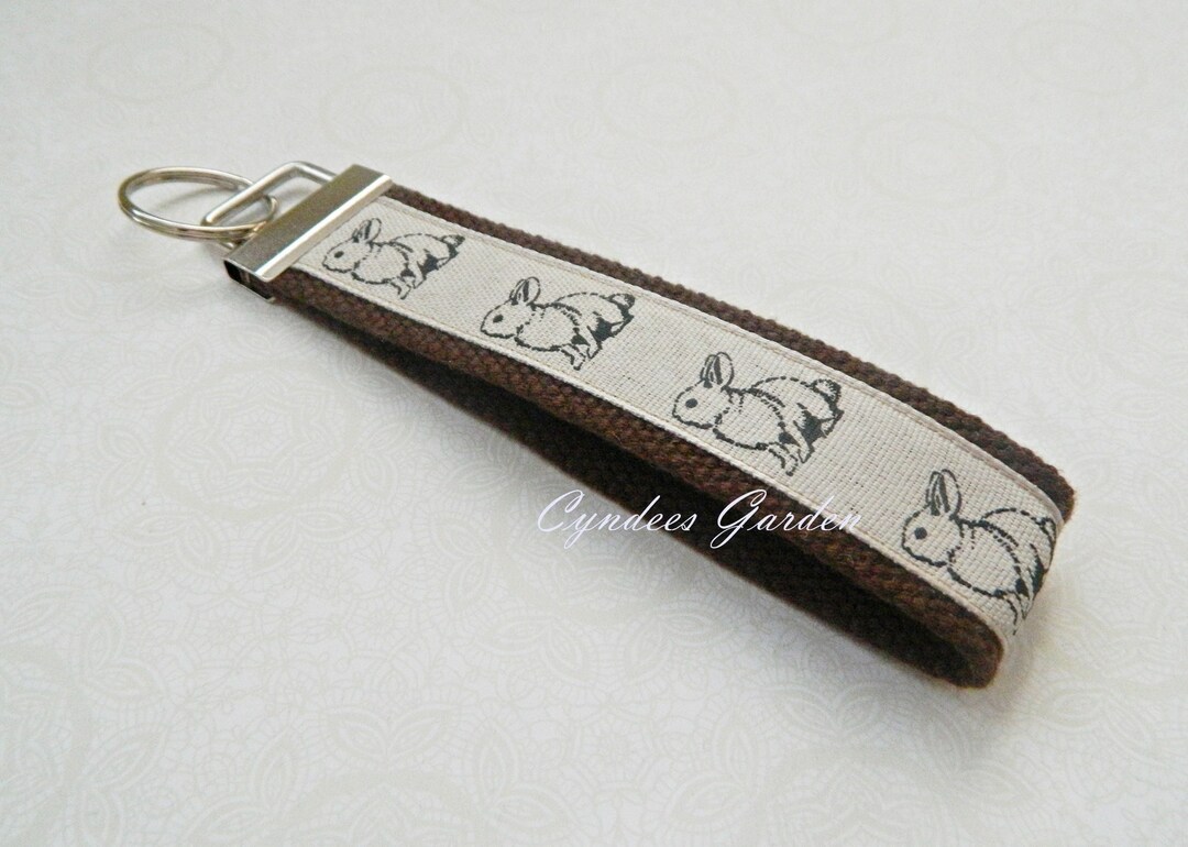 Bunny Rabbit Wristlet Key Chain Key Fob Key Holder Key Strap Key Ring ...