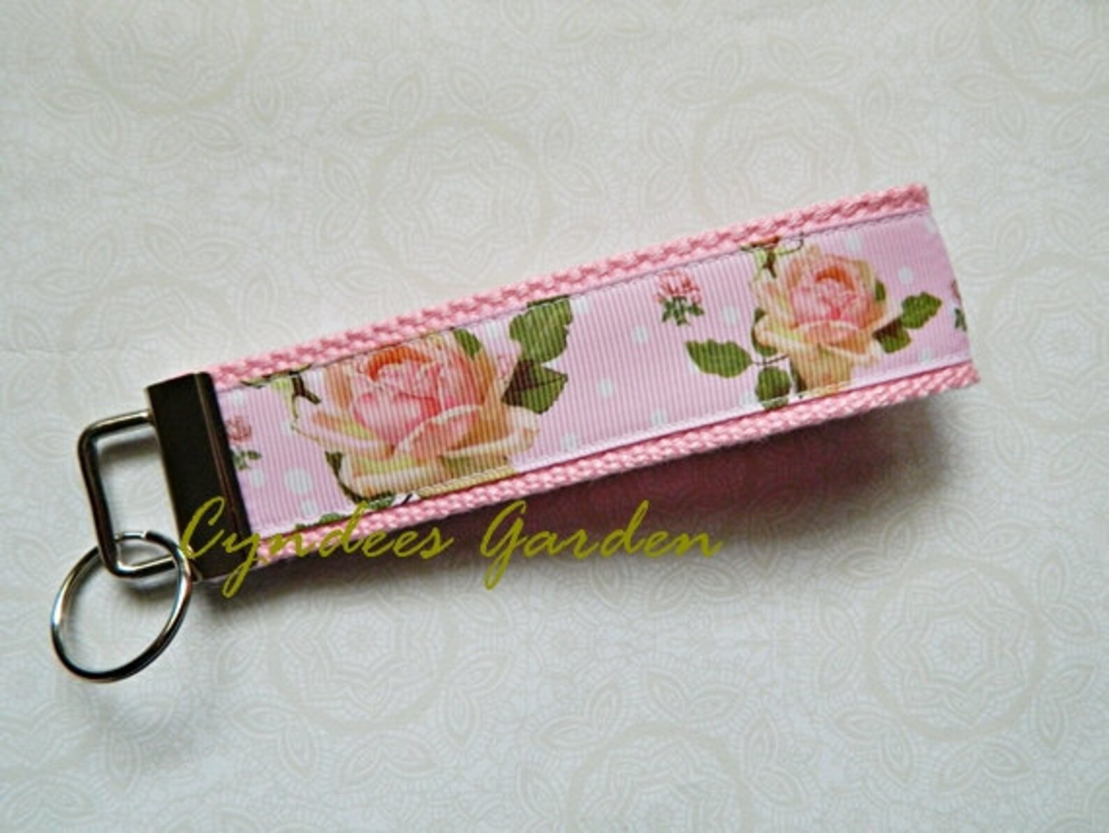 Rose Key Chain Key Fob Wristlet READY TO SHIP Roses Key - Etsy