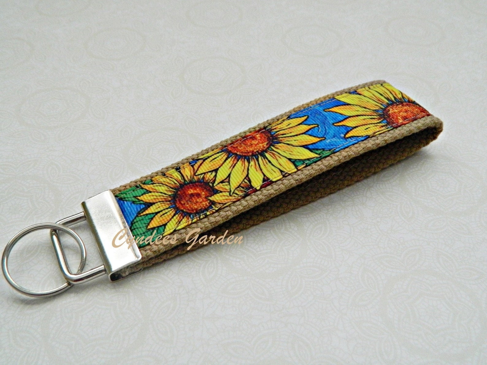 Sunflower Wristlet Key Chain Key Fob Key Holder Key Strap Key - Etsy