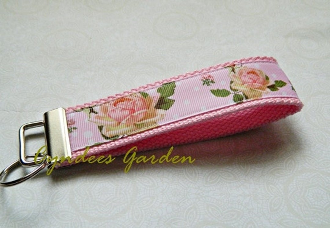Rose Key Chain Key Fob Wristlet READY TO SHIP Roses Key - Etsy