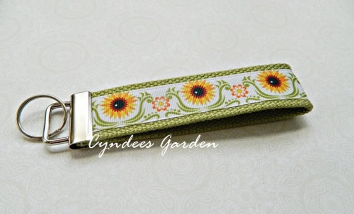 Sunflower Wristlet Key Chain Key Fob Key Holder Key Strap Key - Etsy