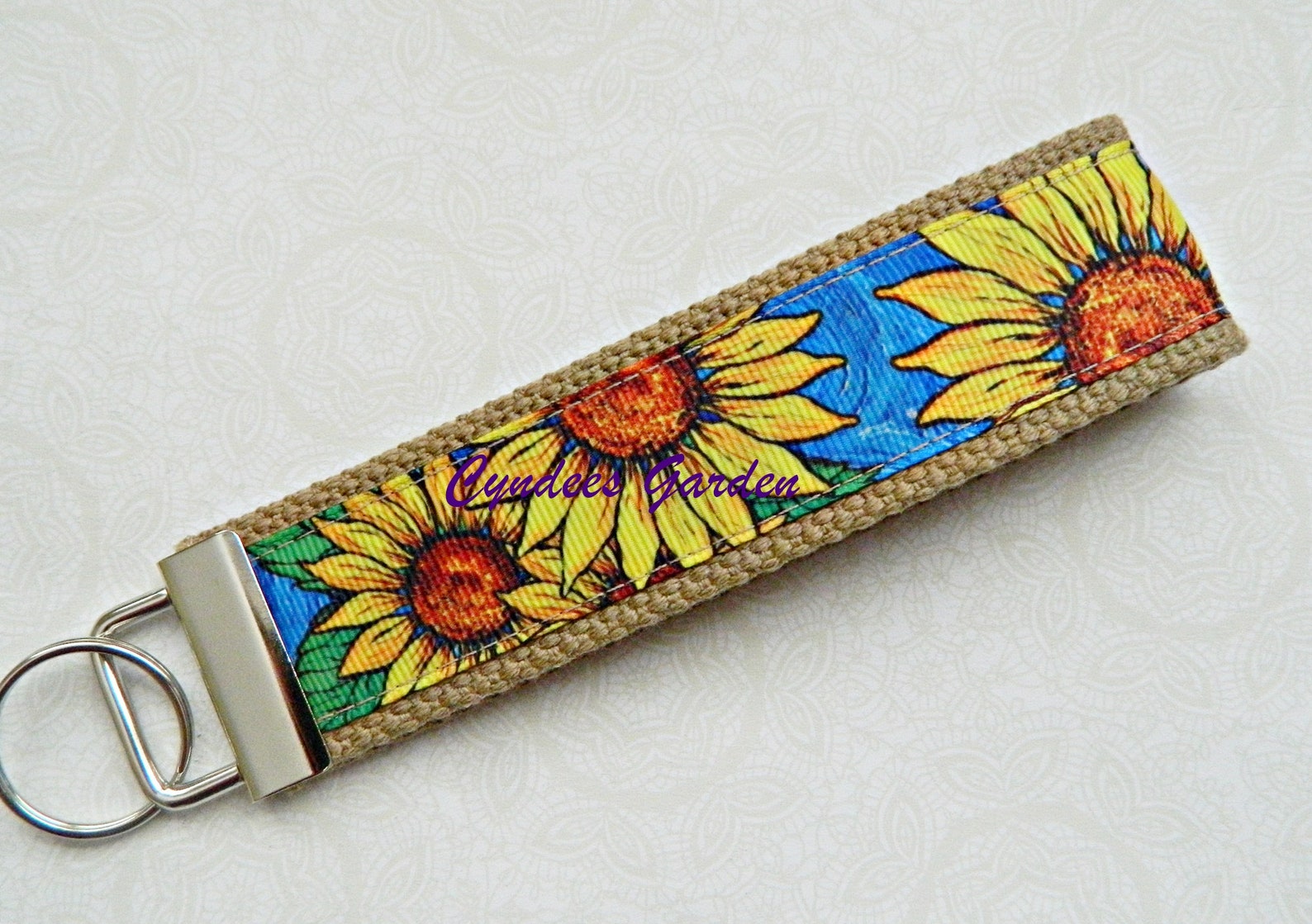 Sunflower Wristlet Key Chain Key Fob Key Holder Key Strap Key - Etsy