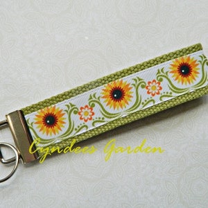 Sunflower Wristlet Key Chain Key Fob Key Holder Key Strap Key Ring ...