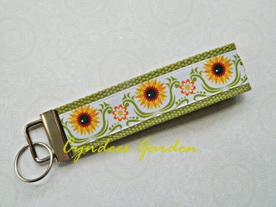 Sunflower Wristlet Key Chain Key Fob Key Holder Key Strap Key | Etsy