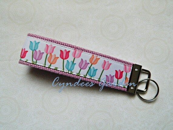 Tulip Key Chain Key Fob Wristlet READY TO SHIP Tulips | Etsy