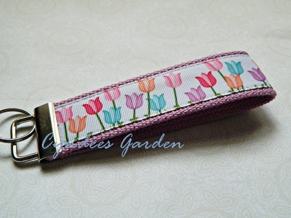 Tulip Key Chain Key Fob Wristlet READY TO SHIP Tulips - Etsy