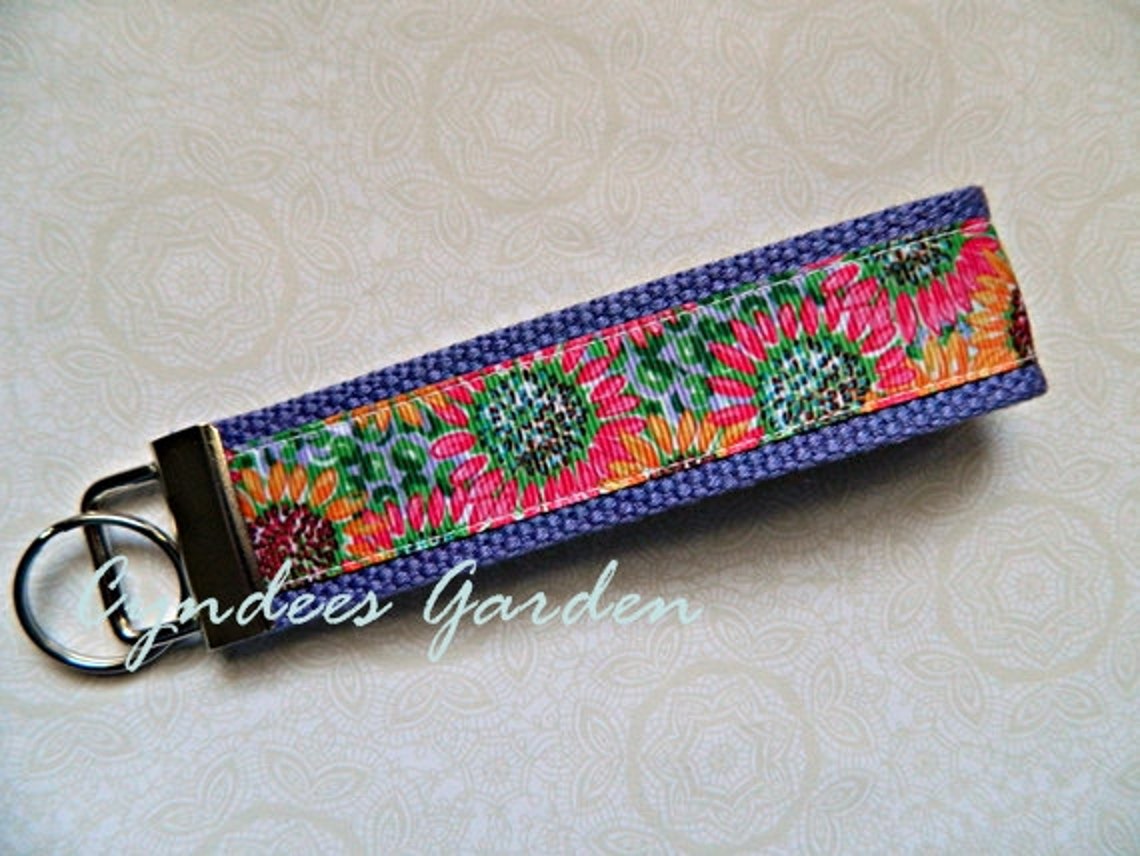 Sunflower Wristlet Key Chain Key Fob Key Holder Key Strap Key - Etsy