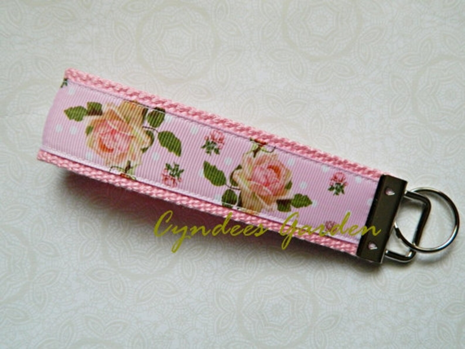 Rose Key Chain Key Fob Wristlet READY TO SHIP Roses Key | Etsy