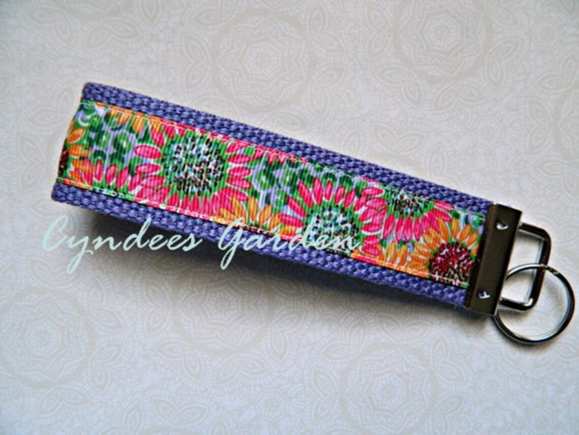 Sunflower Wristlet Key Chain Key Fob Key Holder Key Strap Key - Etsy