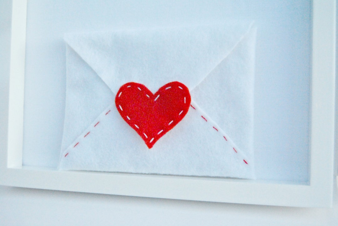 Romantic Valentine's Love Letter Envelope Bag in Felt With Red Heart ...