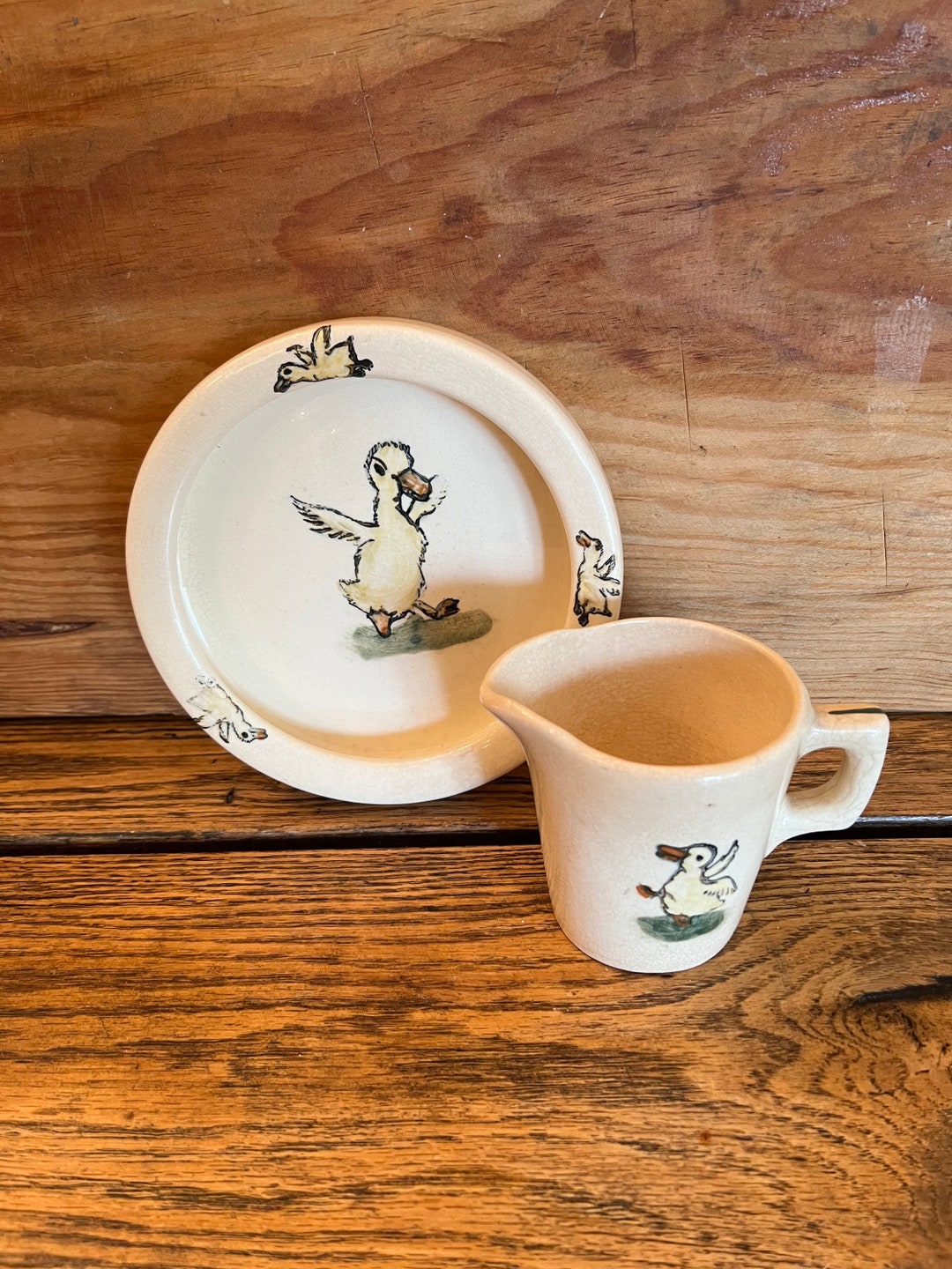 Weller Ware Zona Rolled Duck Childs Bowl or Zona Pitcher/antique Weller ...
