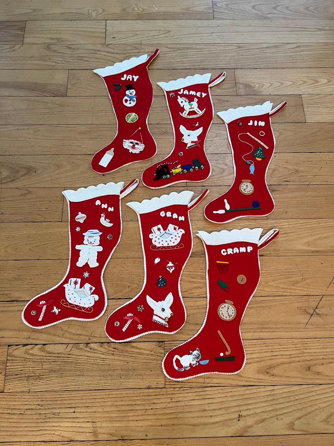 Vintage Handmade Felt Christmas Stocking: Red Sequined Holiday Decor - Etsy