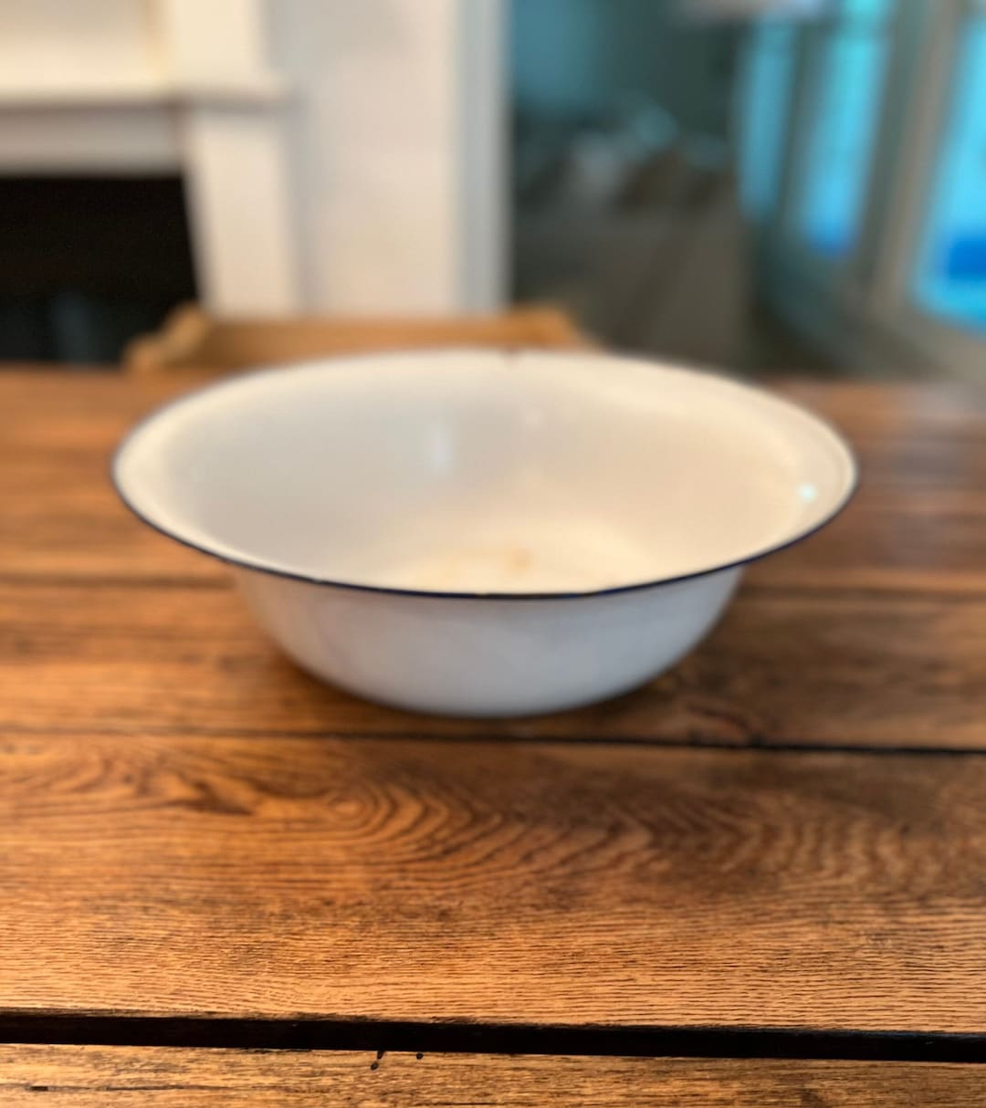 Vintage Large White Enamel Bowl Made in Sweden/swedish Enamelware Bowl/farmhouse Enamelware Bowl ...