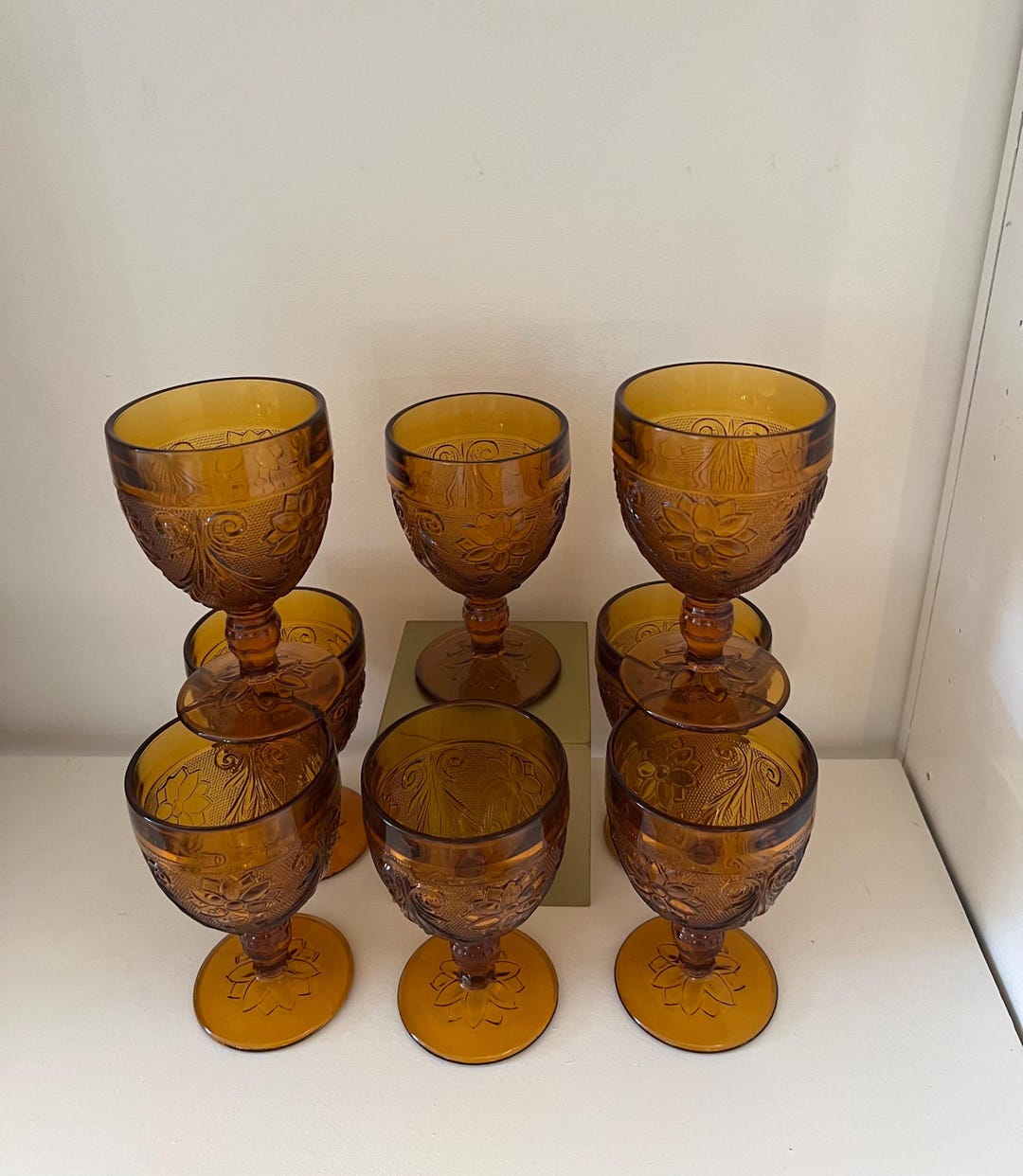 Amber Tiara Indiana Glass Water Set of 6, Wine Glass/vintage Indiana ...