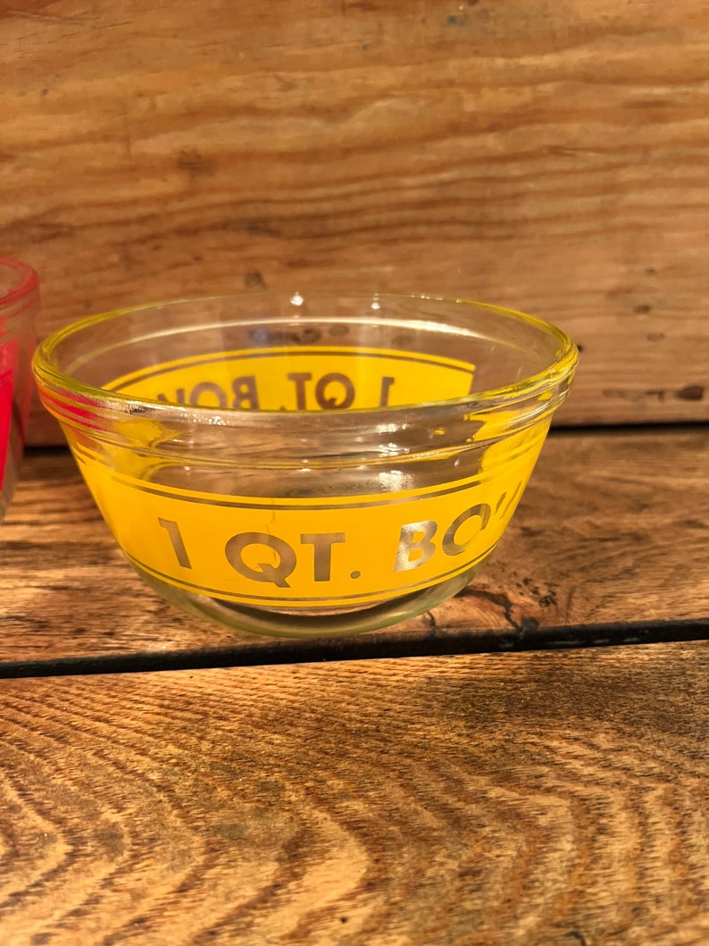 Vintage Anchor Hocking Measuring Mixing Bowl Red Yellow - Etsy