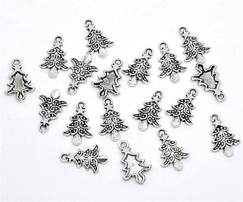 Christmas Tree Charms 21 x 14mm Pack of 10 20 or 40Antique | Etsy