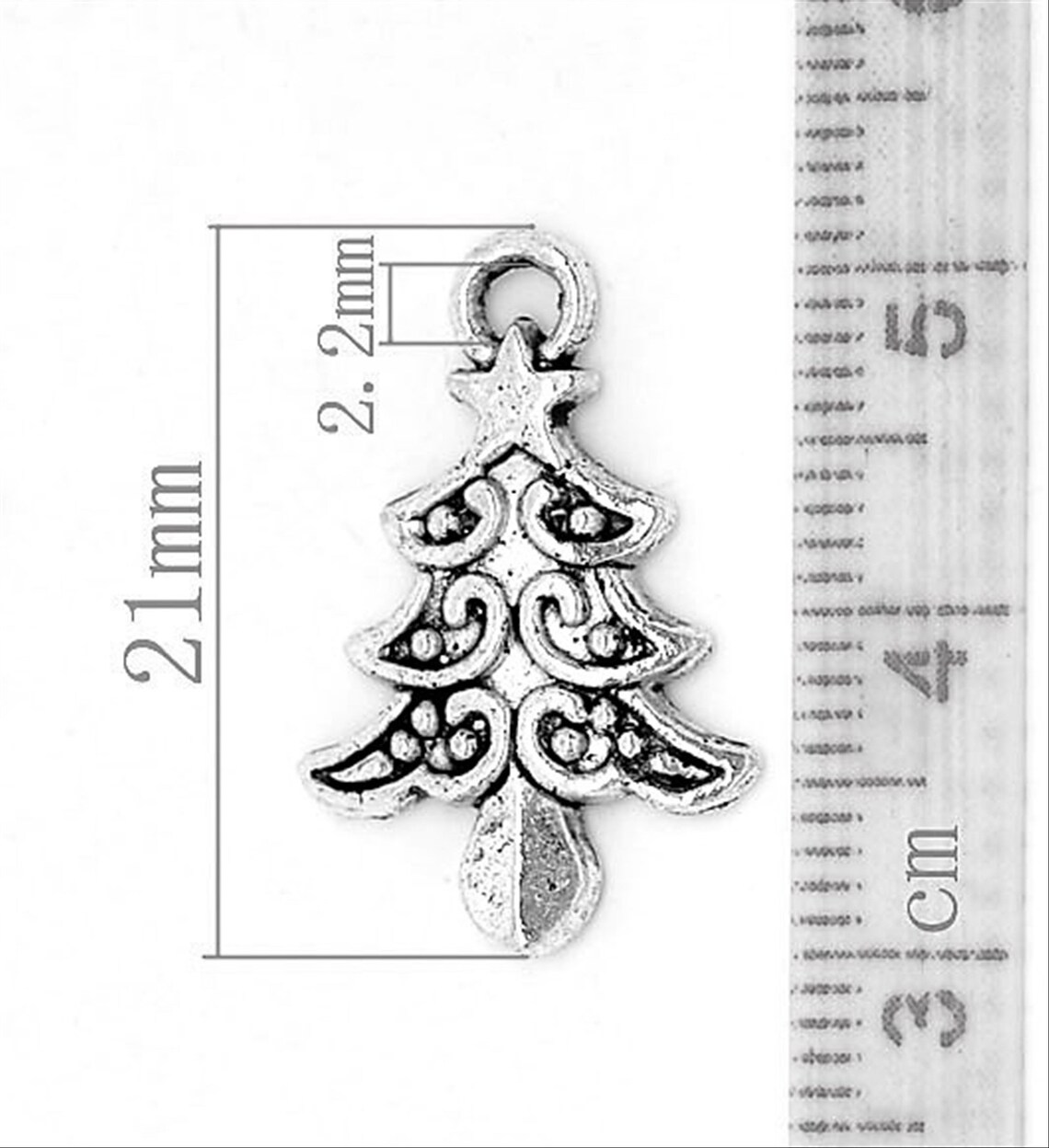 Christmas Tree Charms 21 x 14mm Pack of 10 20 or 40Antique | Etsy