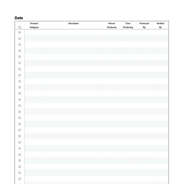 Production Worksheet - Etsy