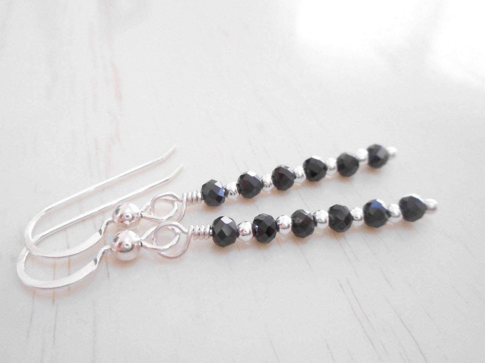 Black Spinel Earrings: Sterling Silver Dangle Gemstone Jewelry - Etsy