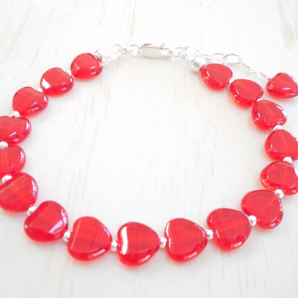Red Heart Bracelet - Etsy