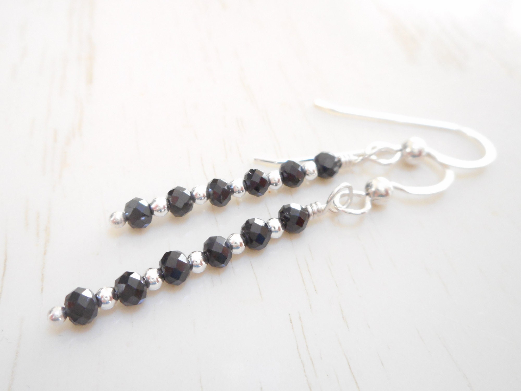 Black Spinel Earrings: Sterling Silver Dangle Gemstone Jewelry - Etsy