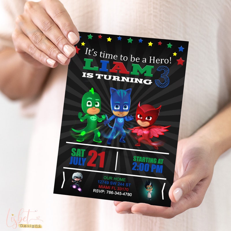 Pj Masks Invitation - Etsy