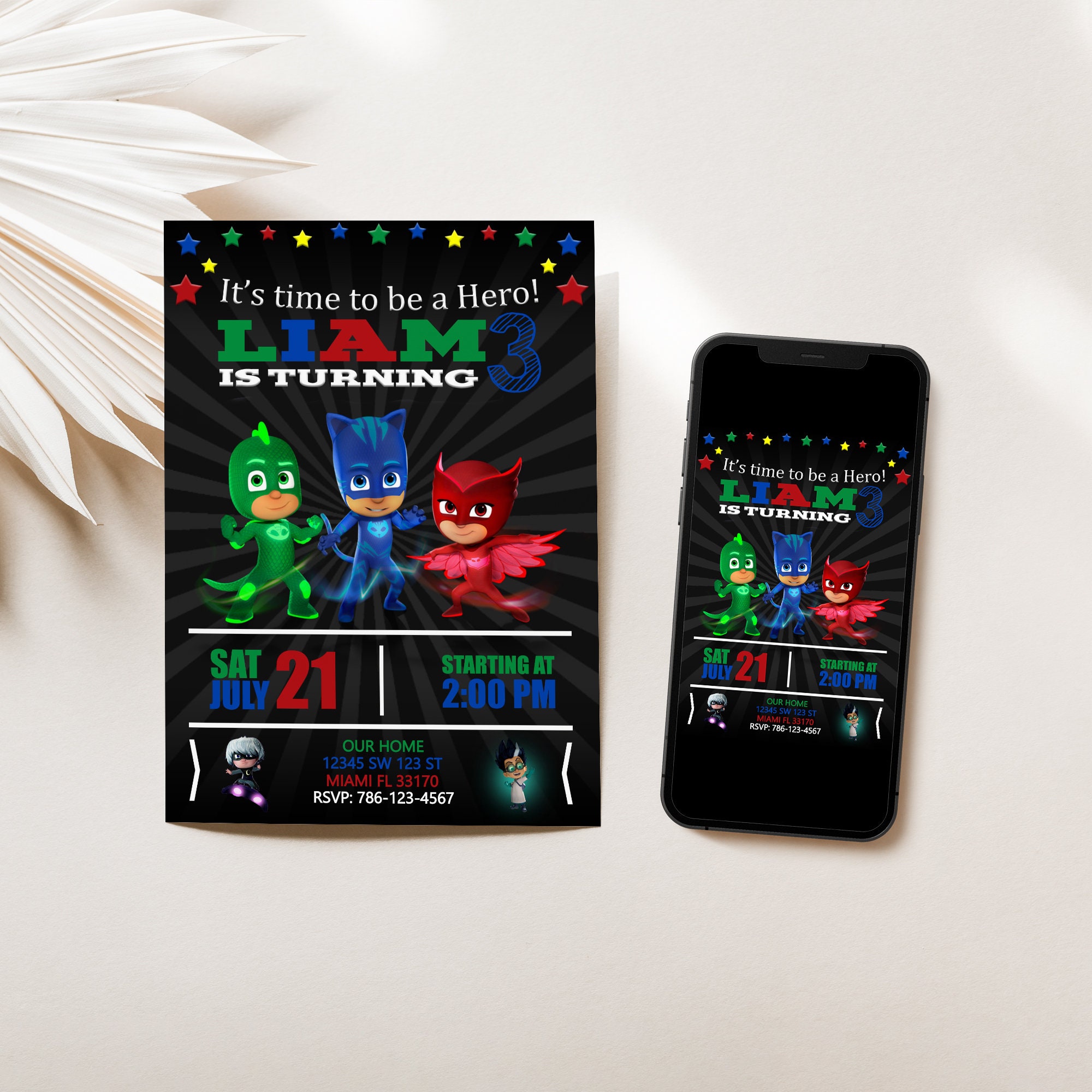 PJ Mask Birthday Invitation - Etsy