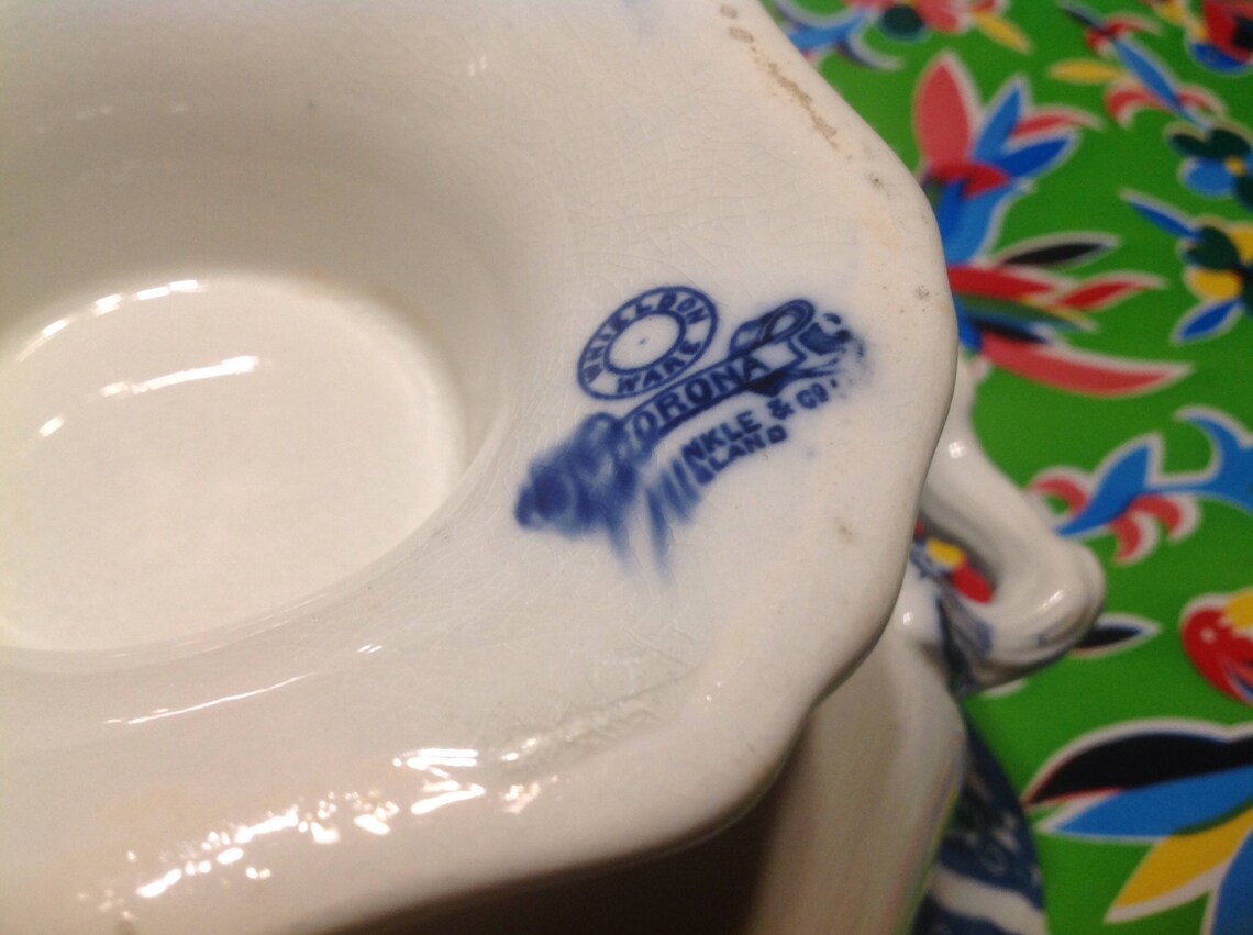Vintage Whieldon Ware China Corona Pattern Flow Blue - Etsy