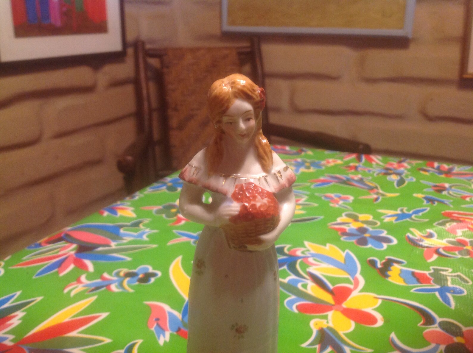Vintage Hand Painted Ceramic Lady With Basket Figurine - Etsy Hong Kong