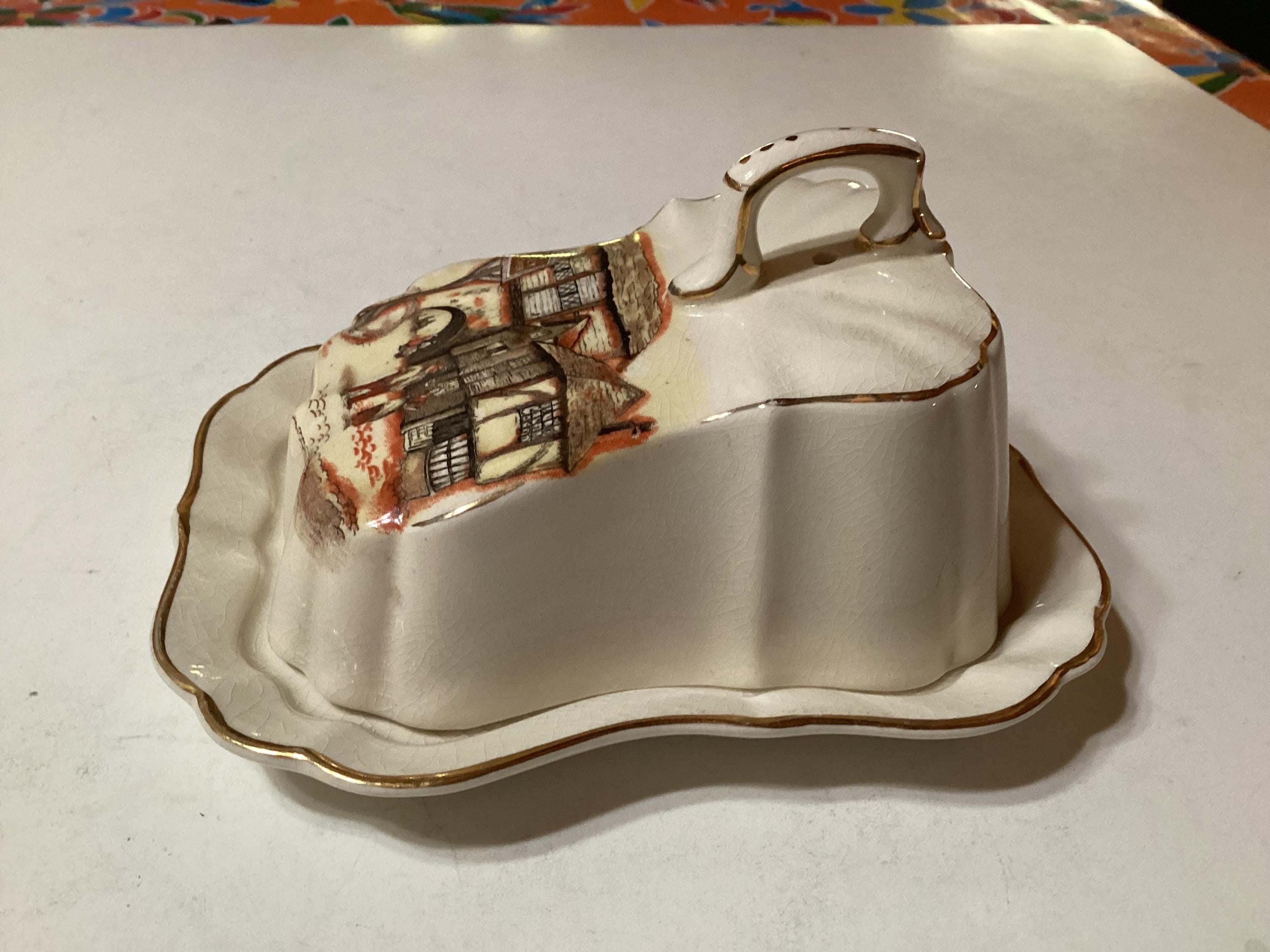 Vintage Sandland Ware Covered Butter or Cheese Dish With English ...