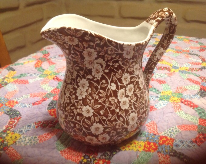 Vintage Crownford China Calico Brown Pitcher Staffordshire, England - Etsy