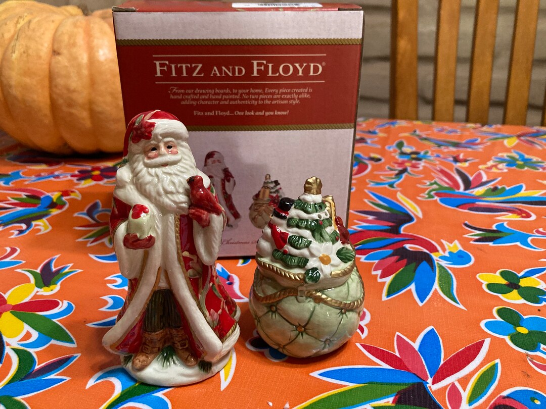 Vintage Fitz and Floyd Hand Painted Ceramic Cardinal Christmas Santa ...