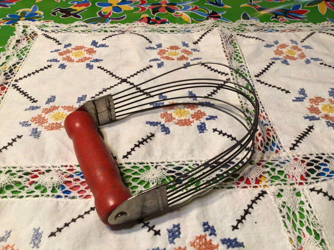 Vintage Androck USA Wire Pastry Pie Dough Cutter Mixer- Red Wood Handle ...