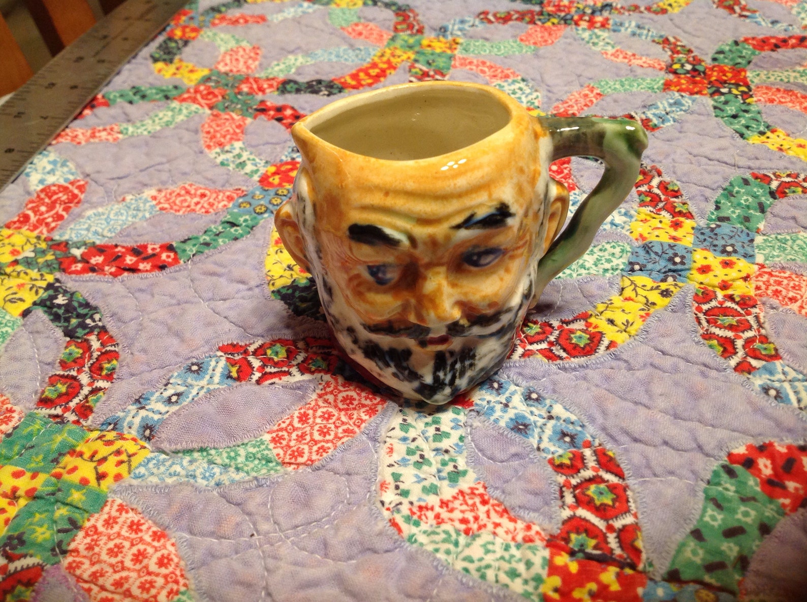 Vintage Miniature Ceramic Toby Mug or Pitcher Featuring a Bald Bearded ...