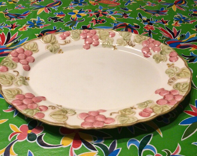 Vintage Metlox Poppytrail Pink Sculptured Grape Oval Platter California ...
