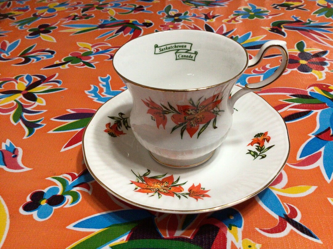 Vintage Queen’s Fine Bone China Teacup and Saucer With Tiger Lily ...
