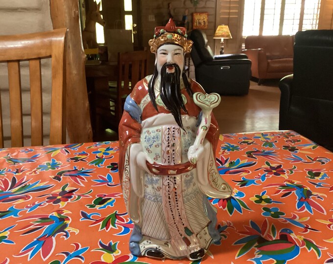 Vintage Rare Famille Rose Chinese Porcelain Tao Fu Lu Shou Deity or God ...
