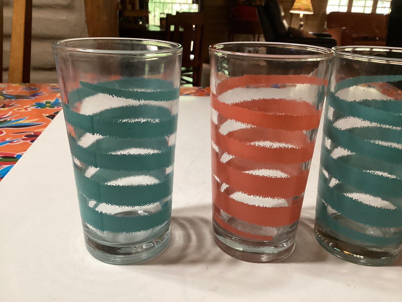 Vintage Mid-century Set of 4 Swirl Design Cocktail Glasses or Tumblers ...