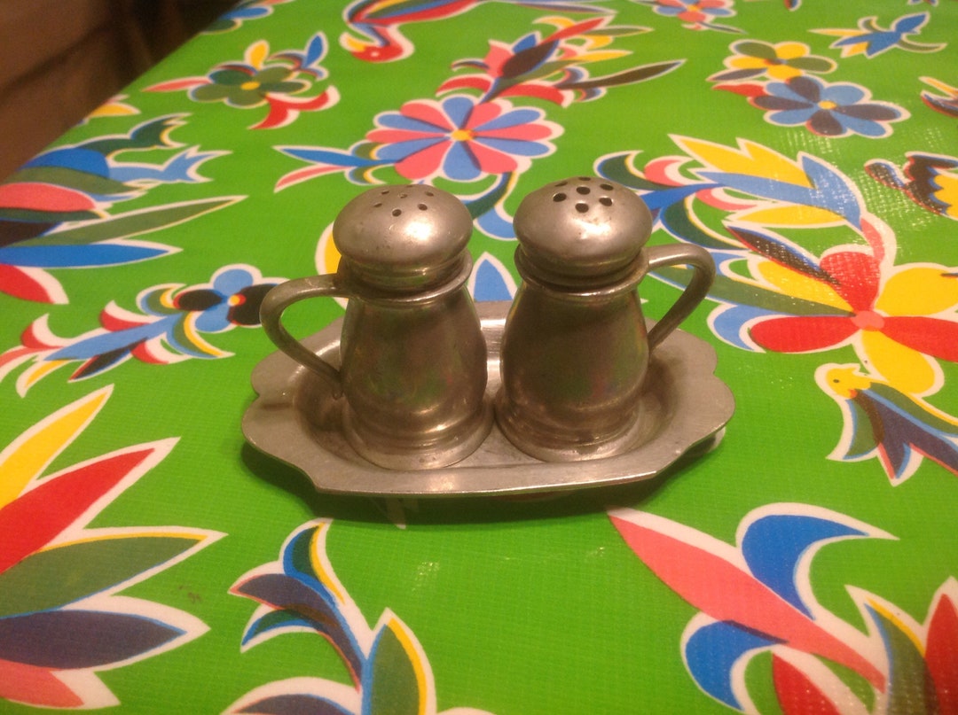 Vintage Pair of Small Mayflower Pewter Metal Mugs or Steins Salt and ...