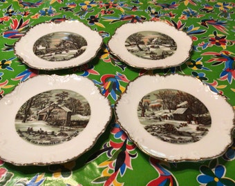 Winter Scene Decorative Plates - Etsy