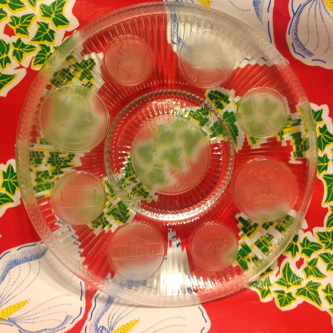 Vintage Imperial Glass Commemorative Crystal 1964 US Coin Design Plate ...