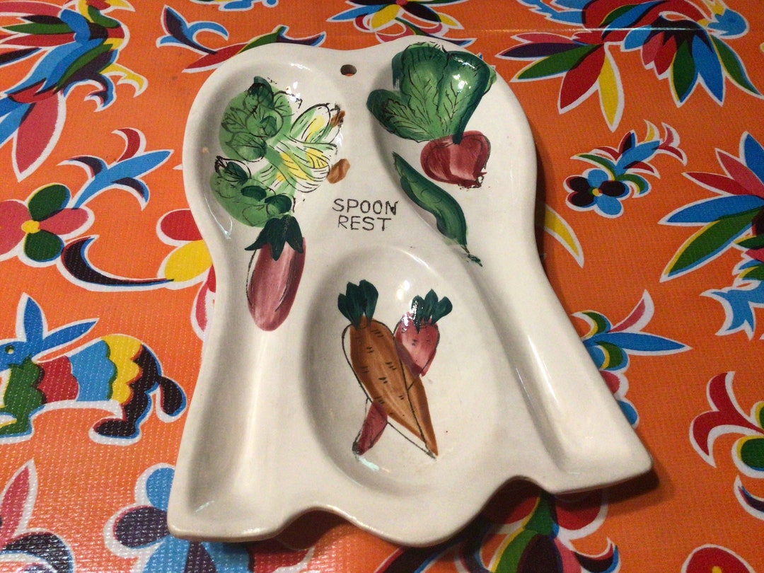Vintage Ceramic Spoon Rest/ Wall Hanging With Veggie Designs - Etsy