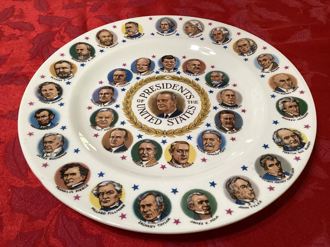 Vintage Ceramic US Presidents Plate From Washington to Lyndon Johnson ...